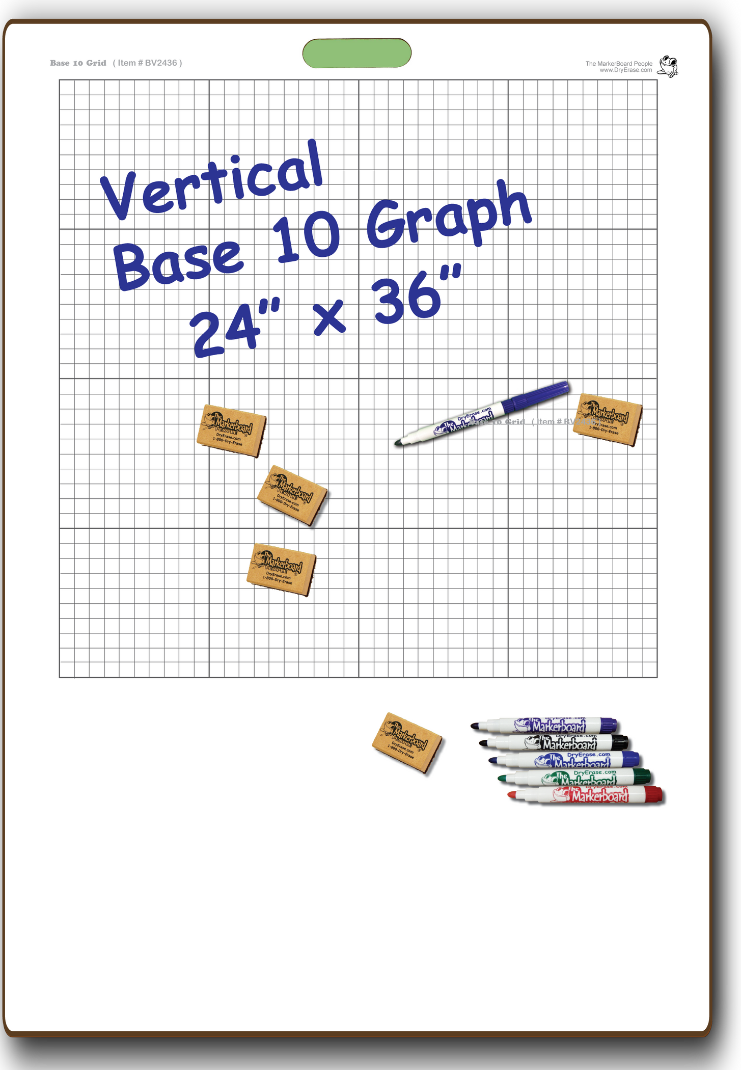 Vertical Base 10 Grid Board with Handle — DryErase.com