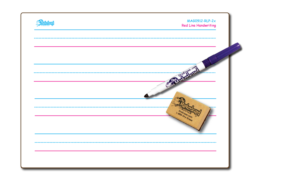 Magnetic Red Line Primary Board - Marker & Eraser Combo Kit — DryErase.com