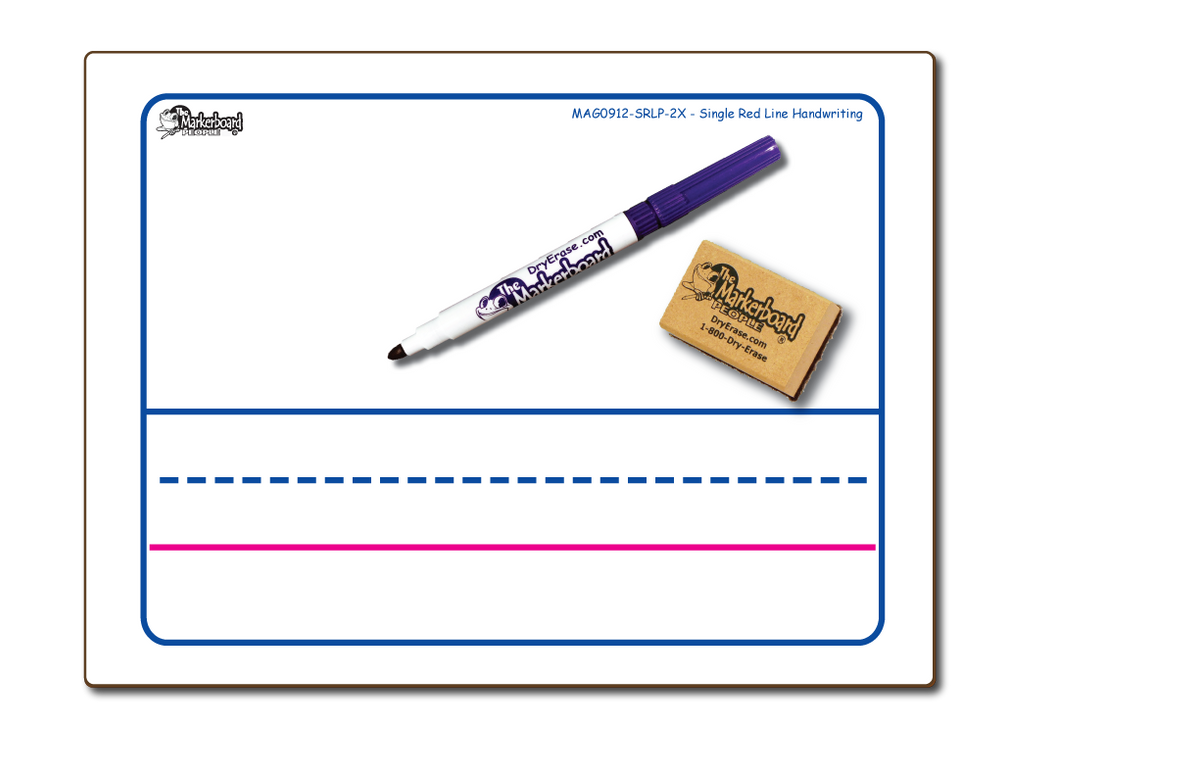 Magnetic Single Red Line Board - Marker & Eraser Combo Kit — DryErase.com