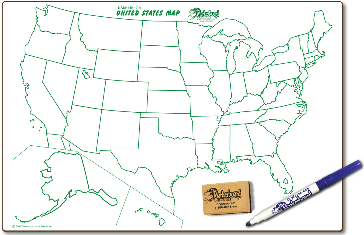 US / World Map Board - Marker & Eraser Combo Kit — DryErase.com